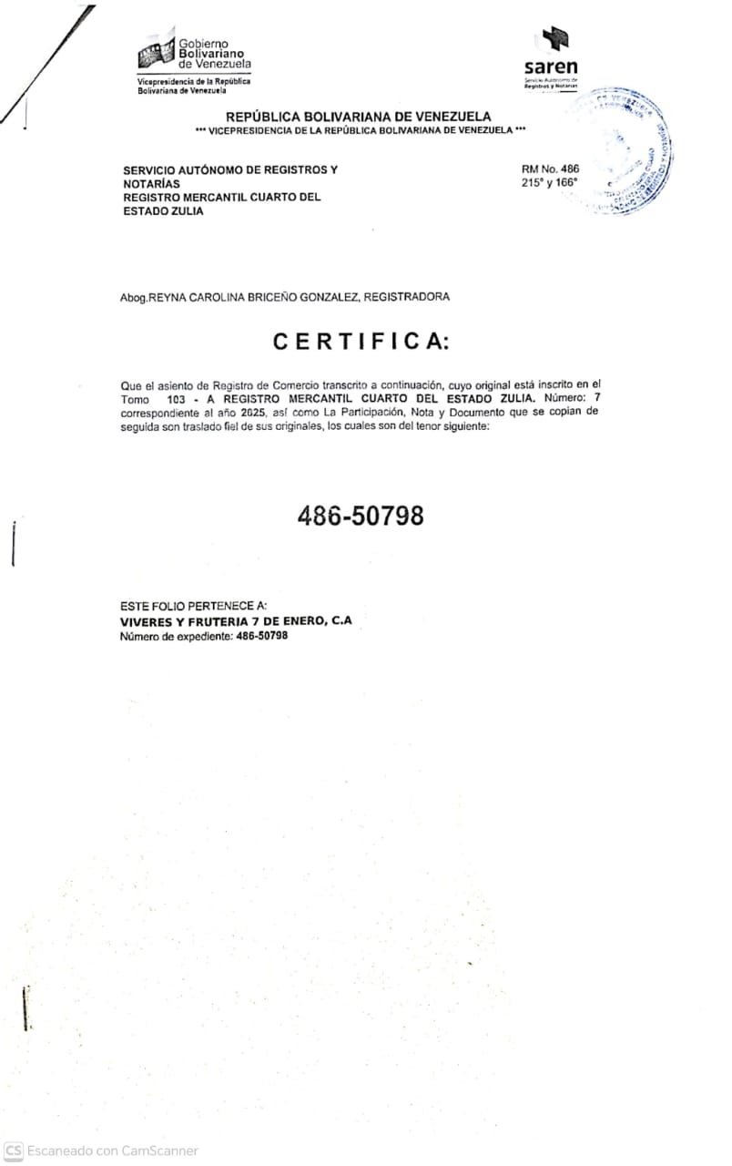 Cartel de Notificación de Disolución de la Sociedad Mercantil Víveres y ...