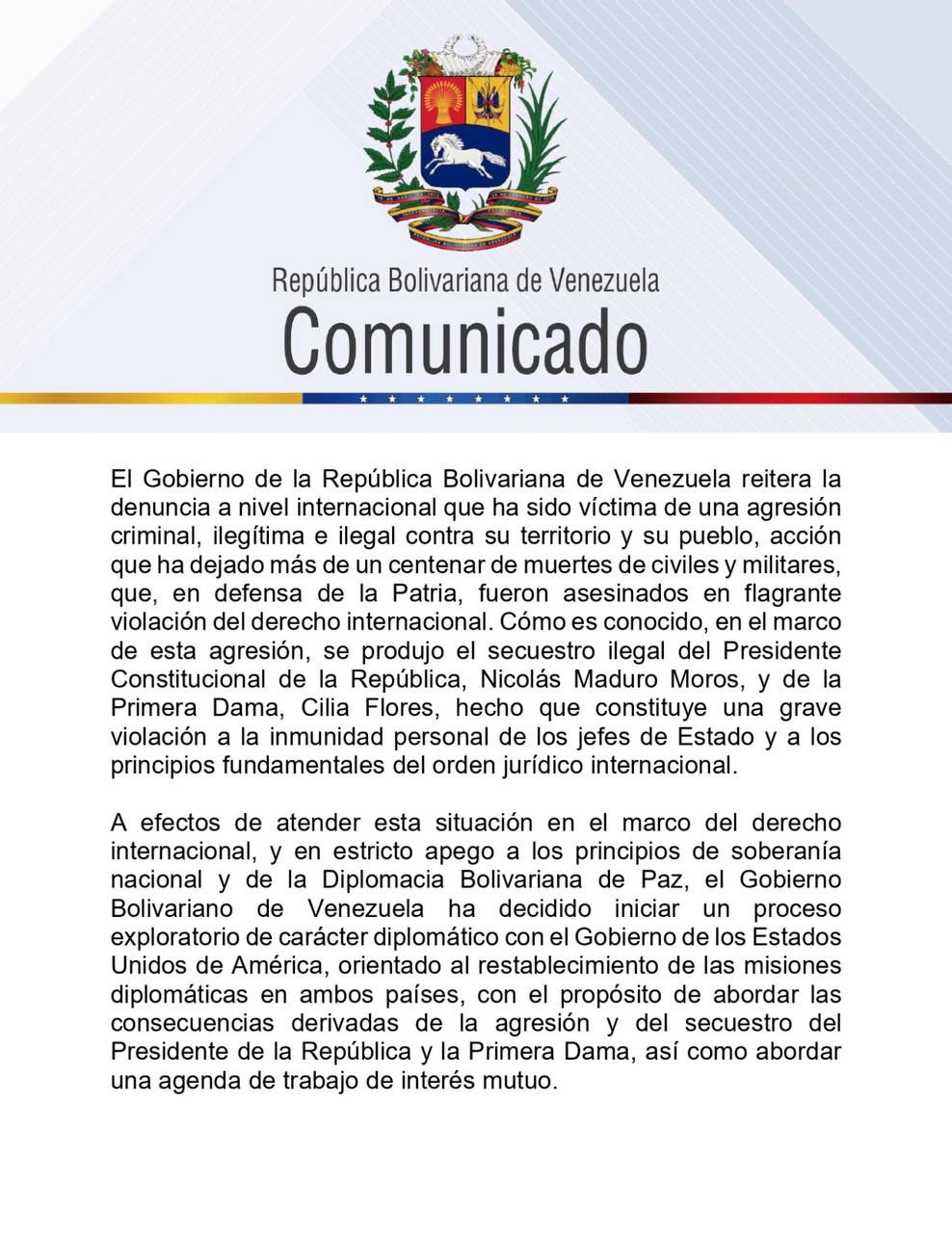 Gobierno confirma visita de diplomáticos estadounidenses a Caracas ...