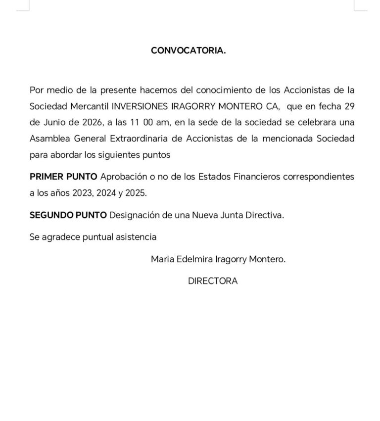 2° Convocatoria a Asamblea General Extraordinaria de Accionistas de la ...